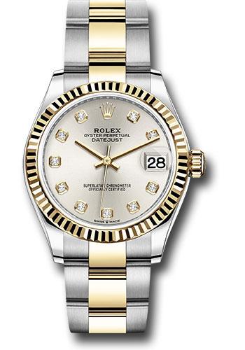 Rolex Steel and Yellow Gold Datejust 31 Watch - Fluted Bezel - Silver